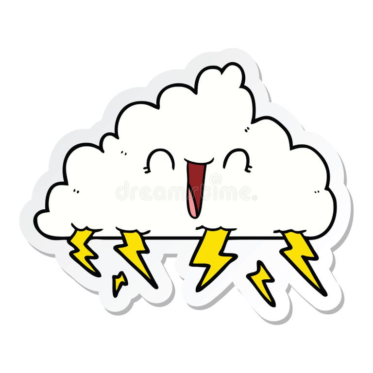 Sticker of a Cartoon Thundercloud Stock Vector - Illustration of ...