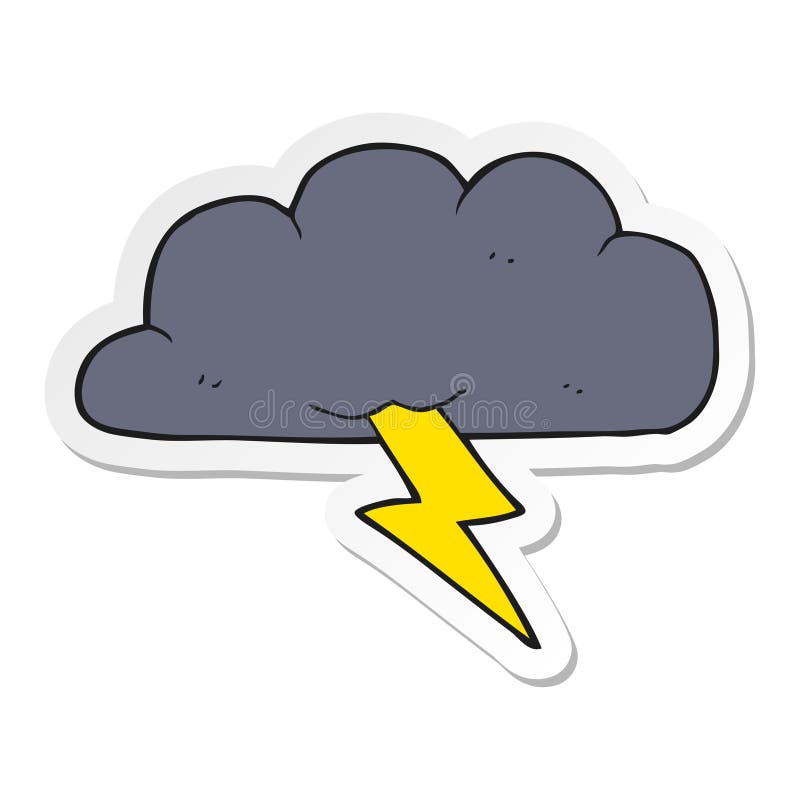 Sticker of a Cartoon Thundercloud Stock Vector - Illustration of icon ...