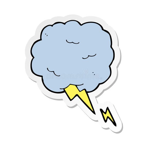 Sticker of a Cartoon Thundercloud Symbol Stock Vector - Illustration of ...