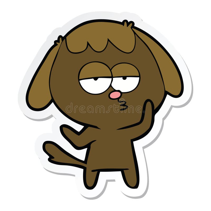 Sticker of a Cartoon Tired Dog Stock Vector - Illustration of drawn ...