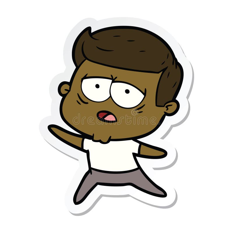 Sticker of a Cartoon Tired Man Stock Vector - Illustration of quirky ...