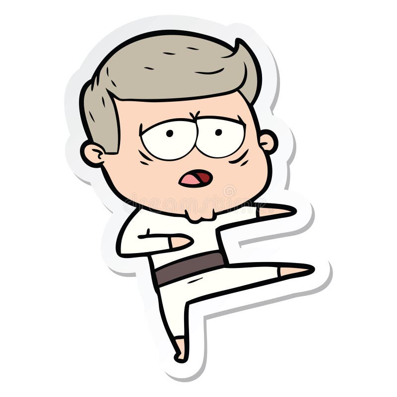 Sticker of a Cartoon Tired Man Stock Vector - Illustration of stressed ...