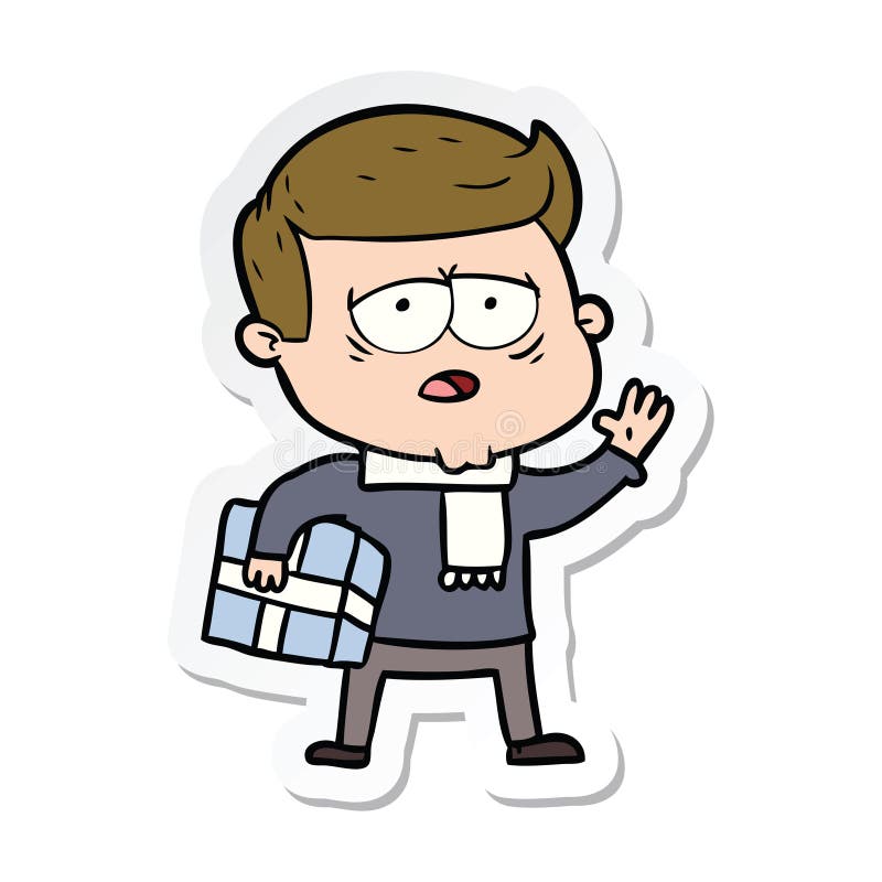 Sticker of a Cartoon Tired Man Stock Vector - Illustration of cartoon ...