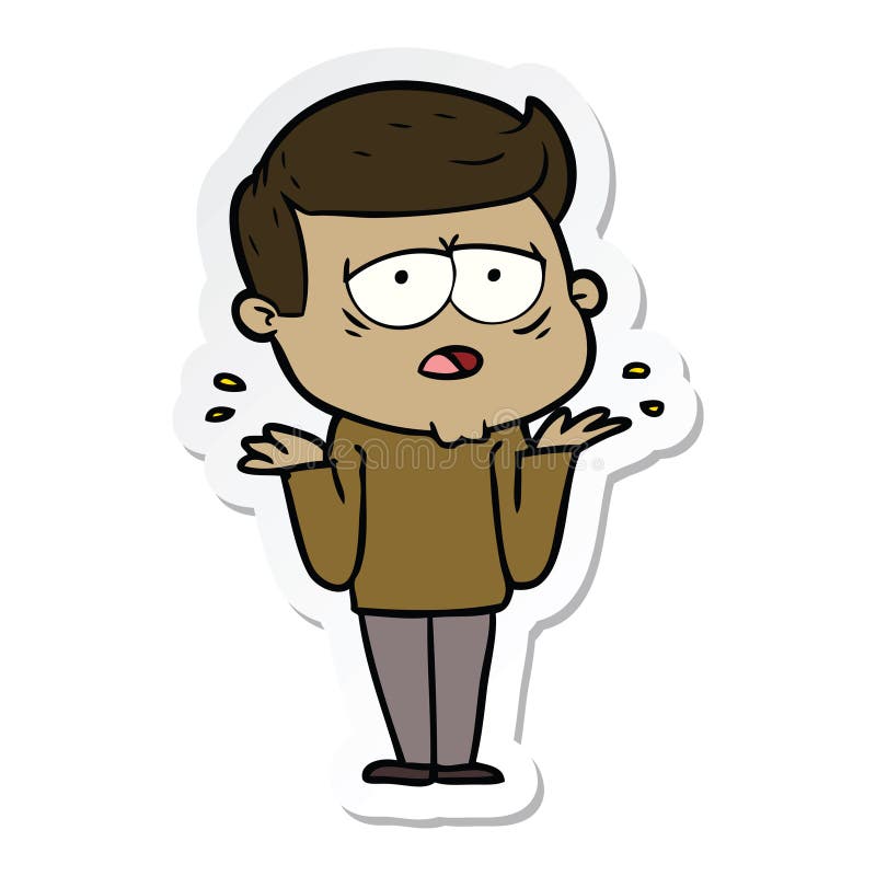 Sticker of a Cartoon Tired Man Stock Vector - Illustration of cartoon ...