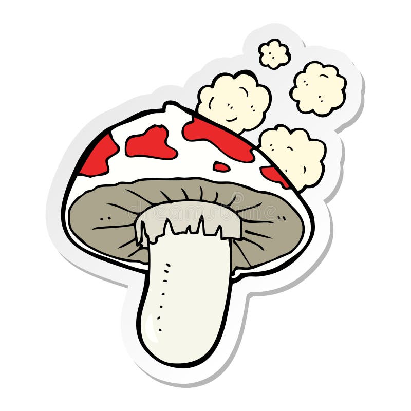 Sticker of a Cartoon Toadstool Stock Vector - Illustration of hand ...