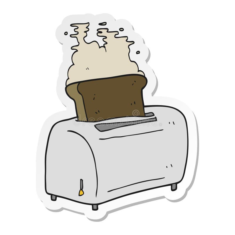 Sticker of a Cartoon Toaster Stock Vector - Illustration of doodle ...