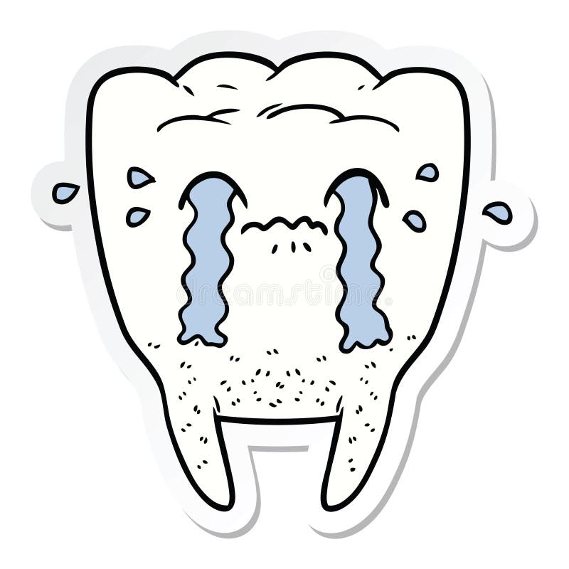 Sticker of a Cartoon Tooth Crying Stock Vector - Illustration of icon ...
