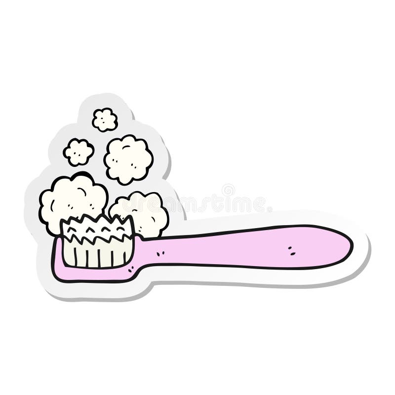 Sticker of a Cartoon Toothbrush Stock Vector - Illustration of sticker ...
