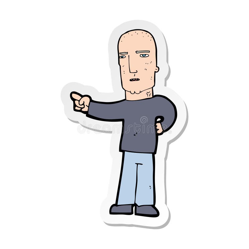 Sticker of a Cartoon Tough Guy Pointing Stock Vector - Illustration of ...