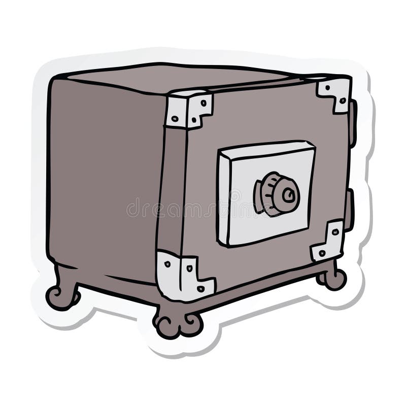 Sticker of a Cartoon Traditional Safe Stock Vector - Illustration of ...