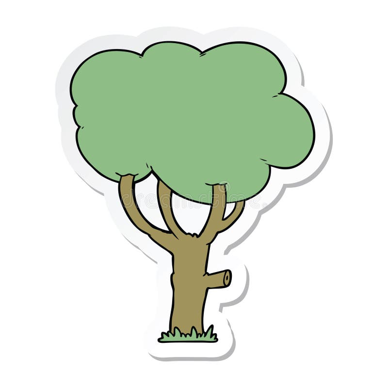 Sticker of a cartoon tree stock vector. Illustration of freehand ...