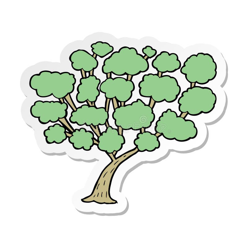 Sticker of a cartoon tree stock vector. Illustration of line - 149297482