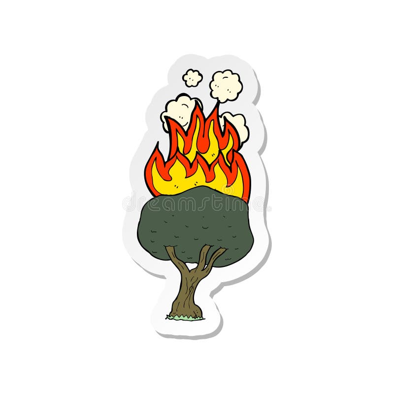 Sticker of a Cartoon Tree on Fire Stock Vector - Illustration of ...