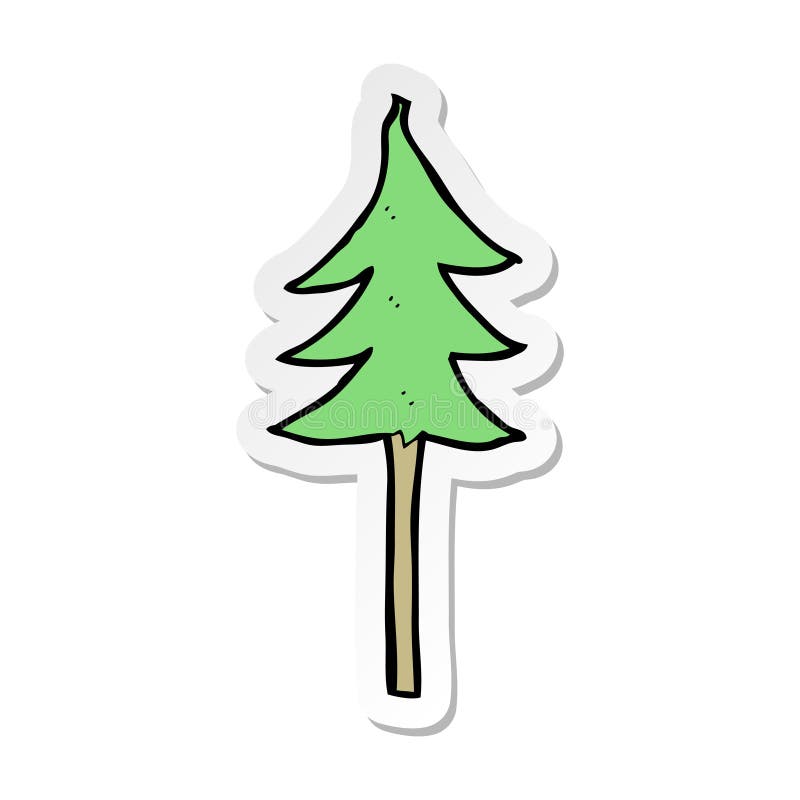 Sticker of a Cartoon Tree Symbol Stock Vector - Illustration of drawn ...