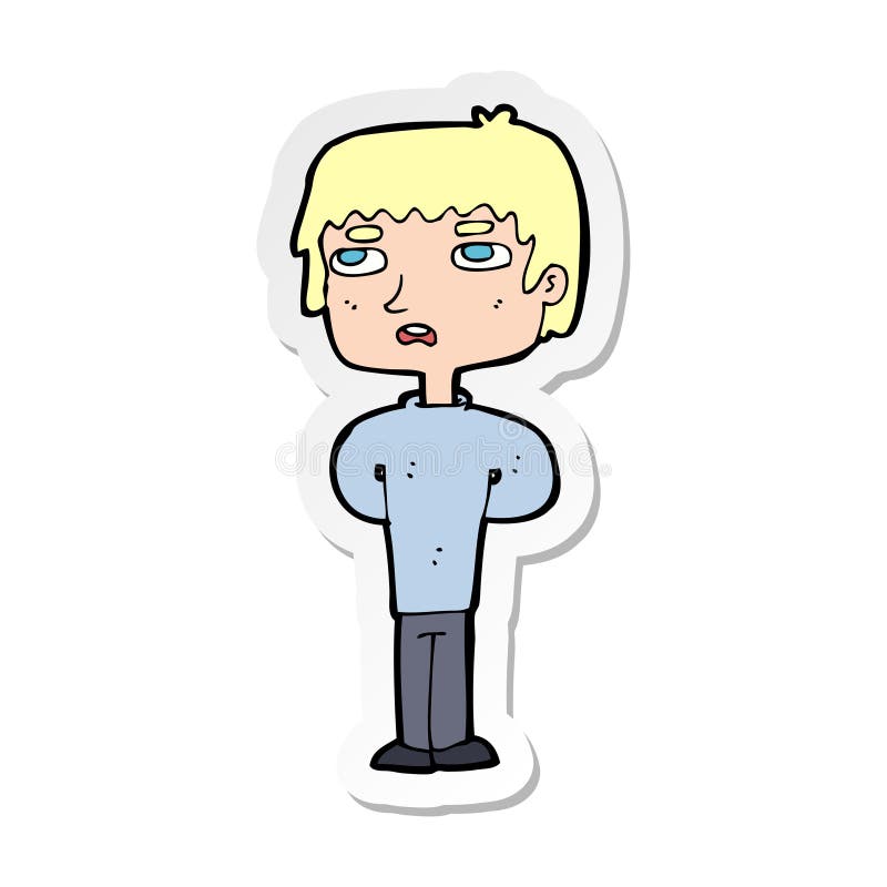 Sticker of a Cartoon Unhappy Man Stock Vector - Illustration of icon ...