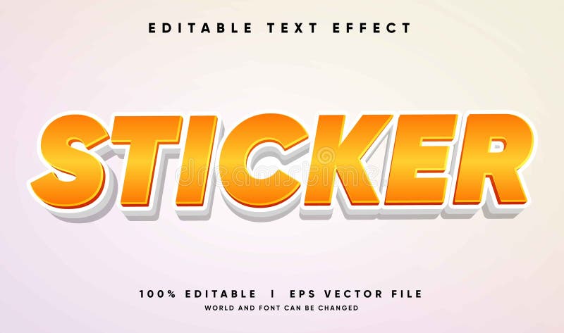 Sticker Cartoon Vector Text Effect with Modern Style Stock Vector ...