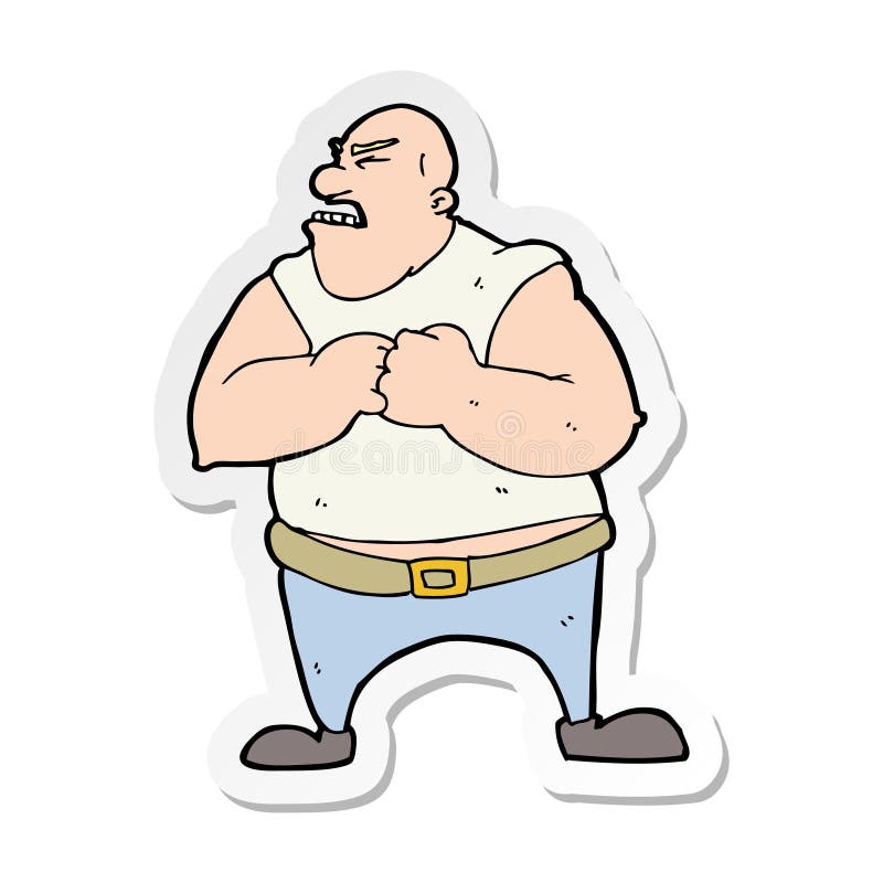 Sticker Thug Man Male Violent Big Brute Bald Cartoon Character Cute ...