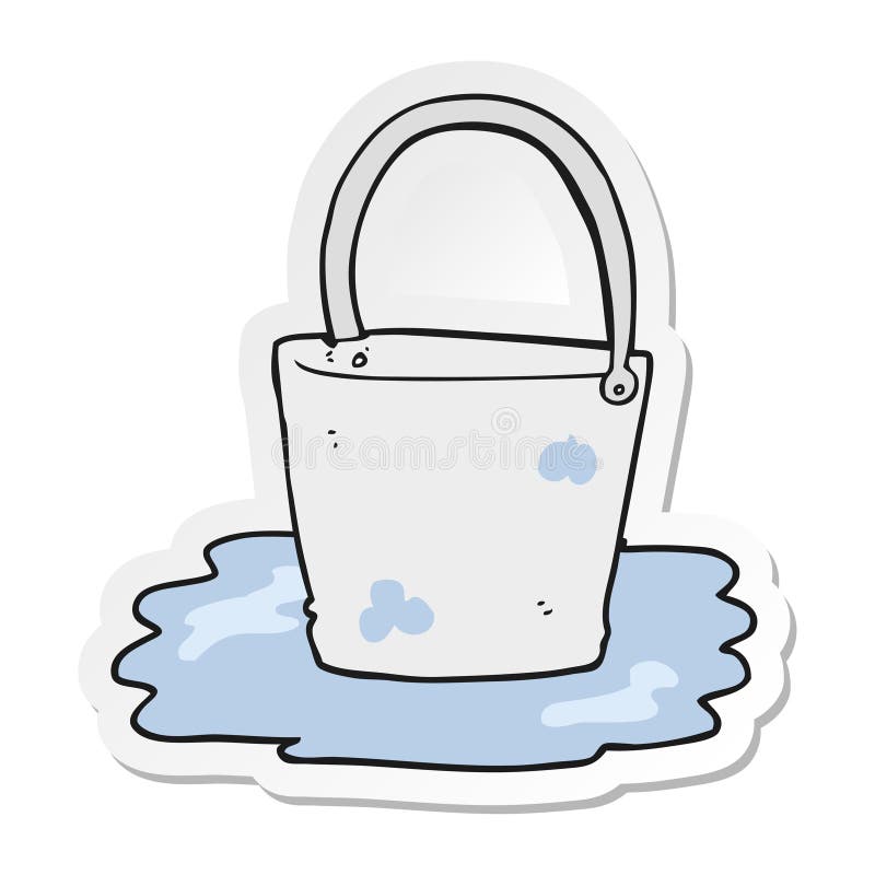 Sticker of a Cartoon Water Bucket Stock Vector - Illustration of icon ...