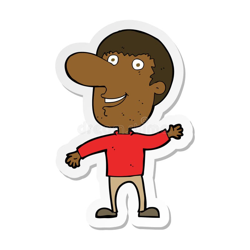 Sticker of a Cartoon Waving Man Stock Vector - Illustration of symbol ...