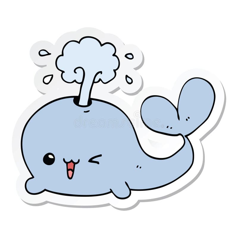 Sticker of a cartoon whale stock vector. Illustration of whale - 146088668