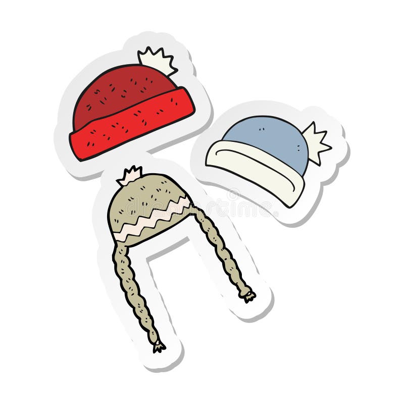 Sticker of a Cartoon Winter Hats Stock Vector - Illustration of ...