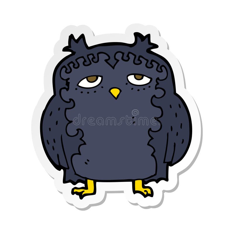 Sticker of a Cartoon Wise Old Owl Stock Vector - Illustration of doodle ...