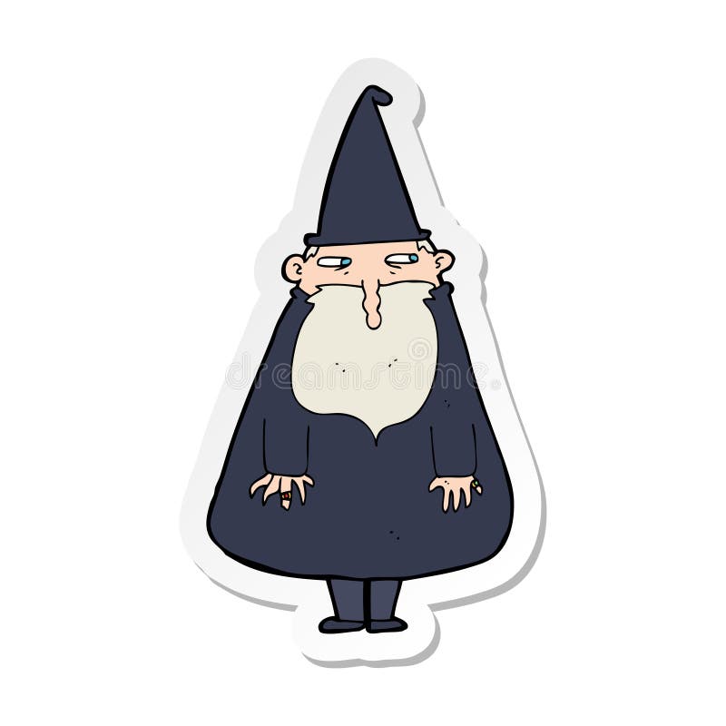 Sticker of a Cartoon Wizard Stock Vector - Illustration of cheerful ...