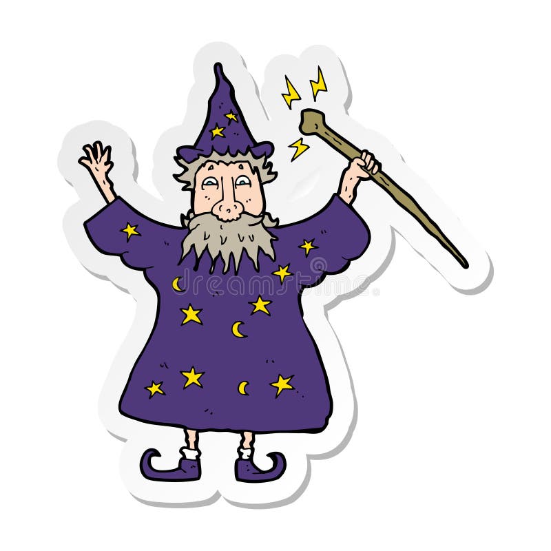 Sticker of a Cartoon Wizard Stock Vector - Illustration of halloween ...