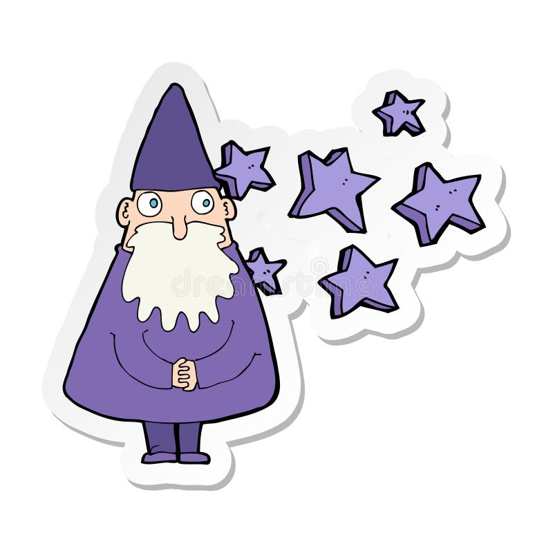 Sticker of a Cartoon Wizard Stock Vector - Illustration of doodle ...