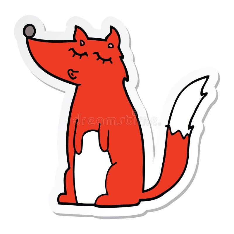 Wolf Fox Animals Cute Cartoon Sticker Stick Icon Decal Label Drawing ...