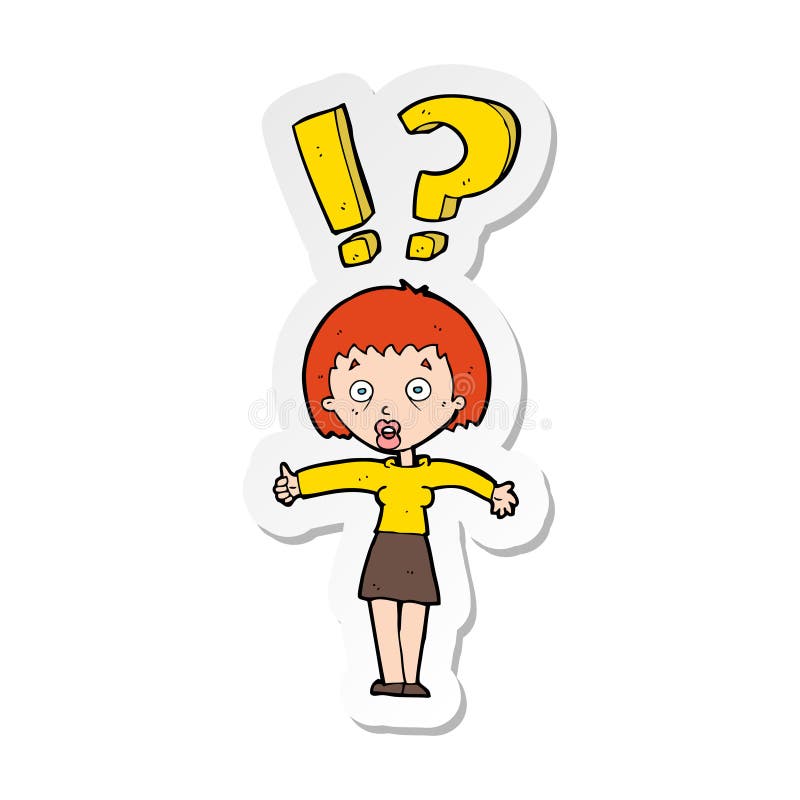 Sticker of a Cartoon Woman Asking Question Stock Vector - Illustration ...
