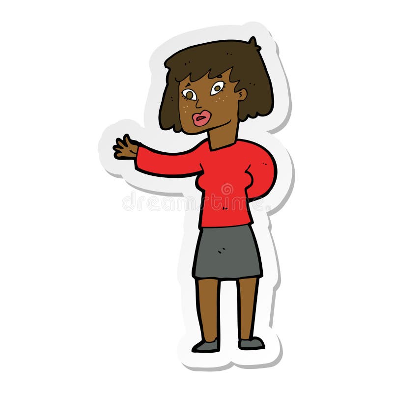 Sticker of a Cartoon Woman Explaining Stock Vector - Illustration of ...