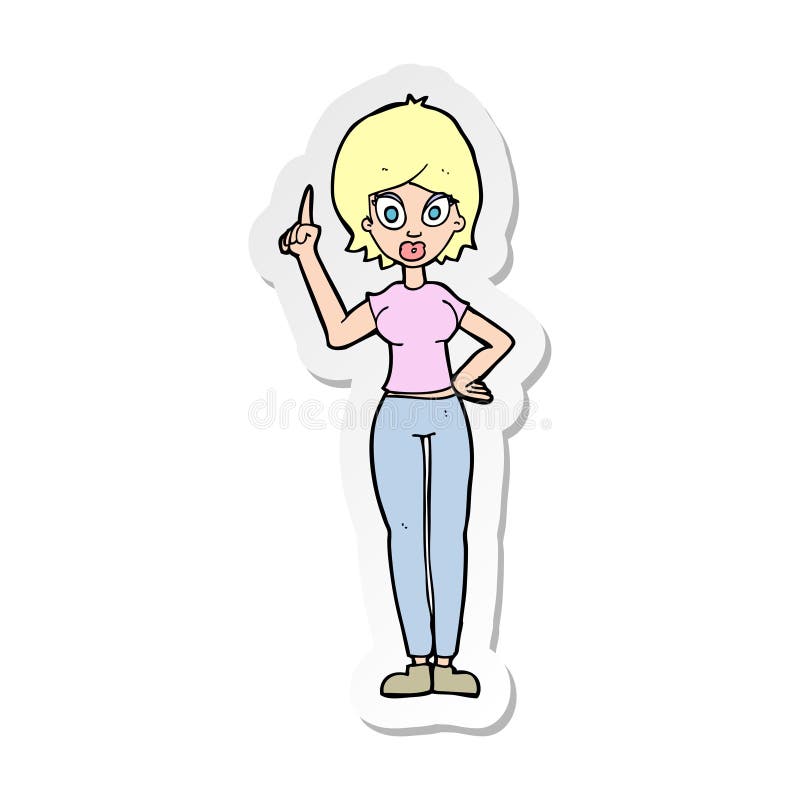 Sticker of a Cartoon Woman Explaining Her Point Stock Vector ...