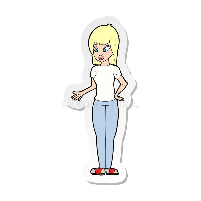 Sticker of a Cartoon Woman Explaining Stock Vector - Illustration of ...