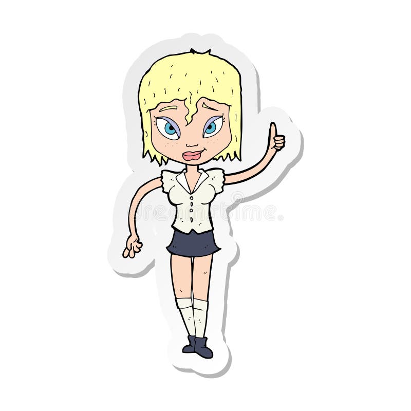 Sticker of a Cartoon Woman Making Point Stock Vector - Illustration of ...