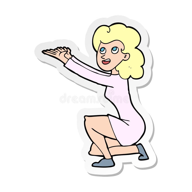 Sticker of a Cartoon Woman Presentation Gesture Stock Vector ...