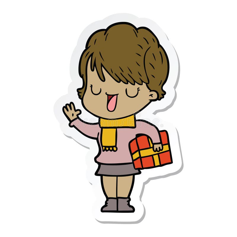 Sticker of a Cartoon Woman Talking Stock Vector - Illustration of retro ...