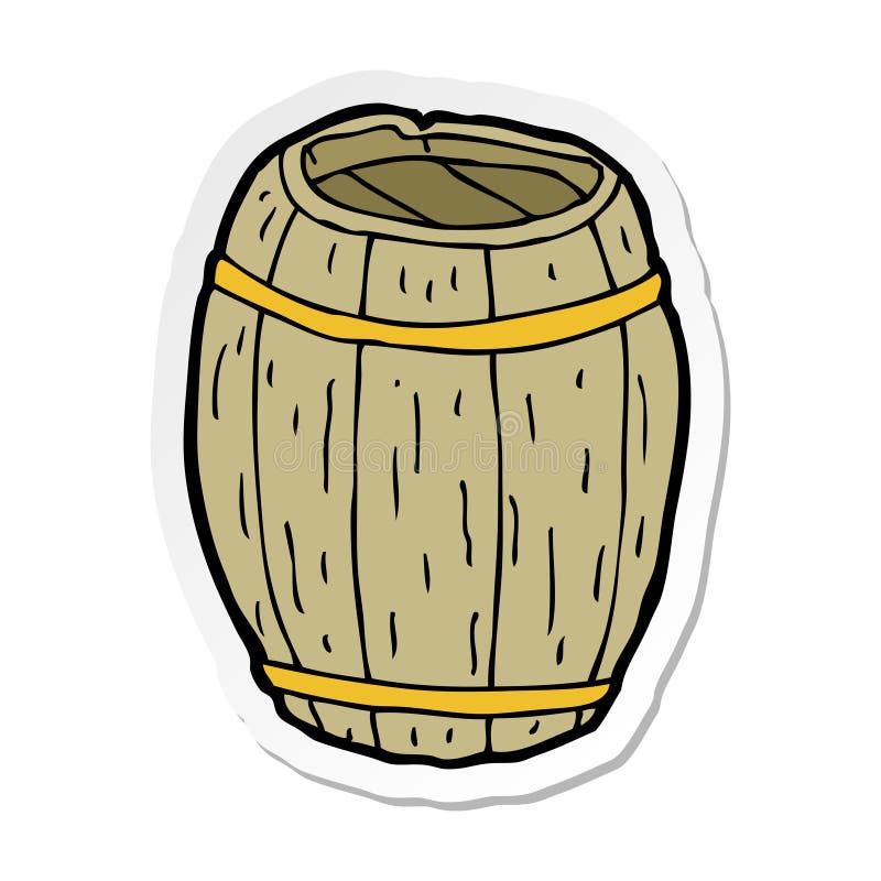 Sticker of a Cartoon Wooden Barrel Stock Vector - Illustration of silly ...