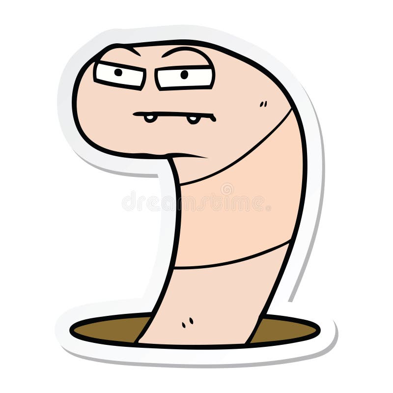Sticker of a cartoon worm stock vector. Illustration of artwork - 149228370
