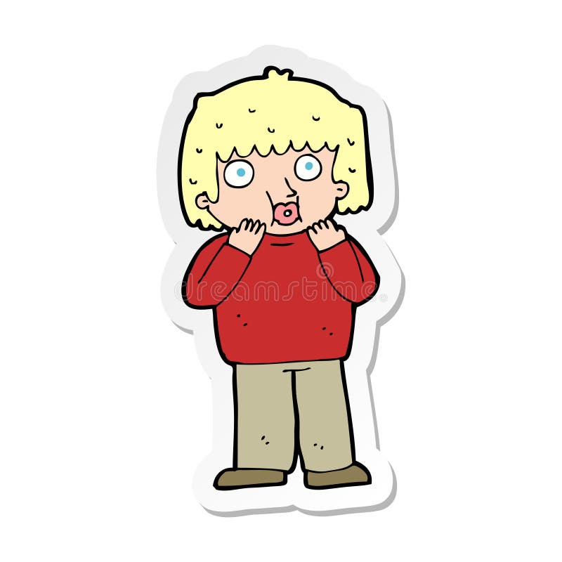 Sticker of a Cartoon Worried Boy Stock Vector - Illustration of icon ...