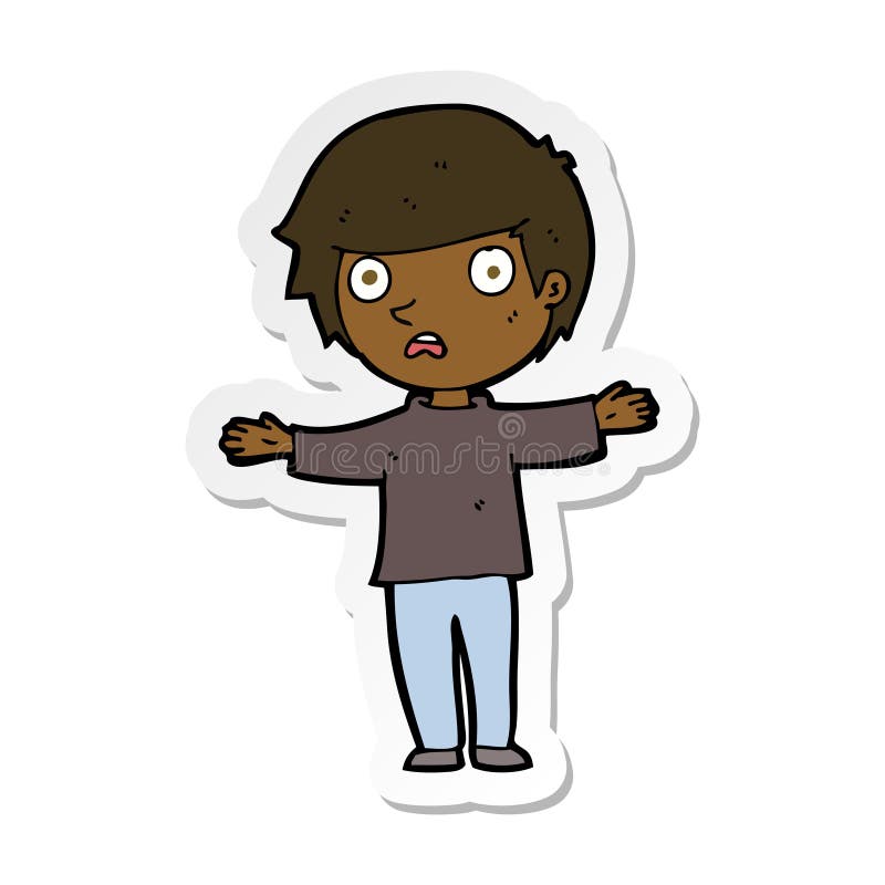 Sticker of a Cartoon Worried Boy Stock Vector - Illustration of upset ...