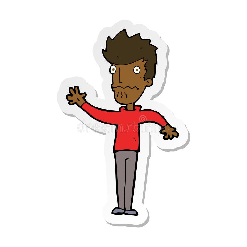 Sticker of a Cartoon Worried Man Reaching Out Stock Vector ...