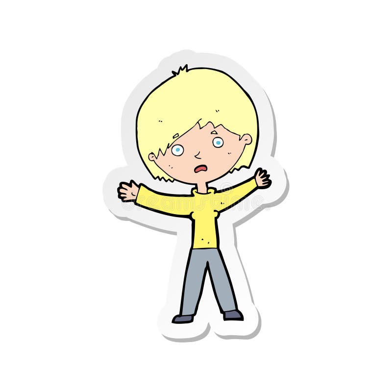 Sticker of a Cartoon Worried Woman Stock Vector - Illustration of ...