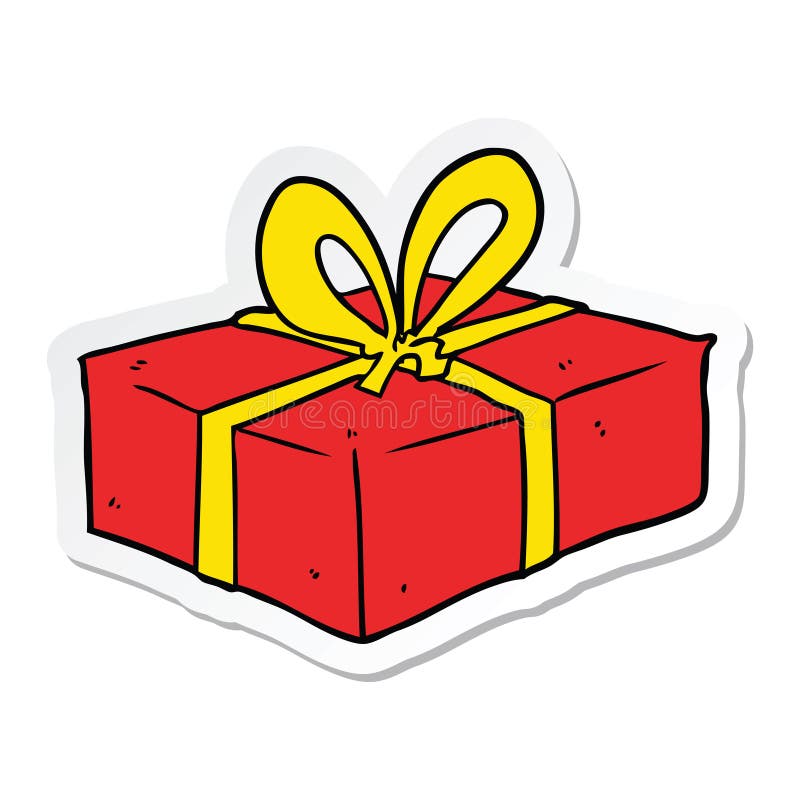Sticker of a Cartoon Wrapped Gift Stock Vector - Illustration of xmas ...