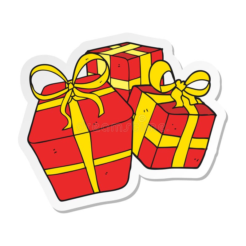 Sticker of a Cartoon Wrapped Present Stock Vector - Illustration of ...