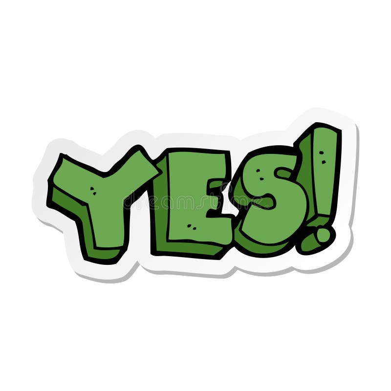 Sticker of a Cartoon Yes Symbol Stock Vector - Illustration of quirky ...