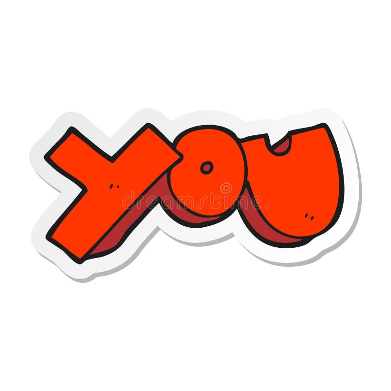 Sticker of a Cartoon You Symbol Stock Vector - Illustration of text ...