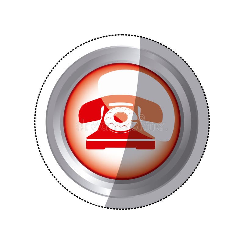 Sticker Circular Button Red Old Phone Icon Stock Illustration ...