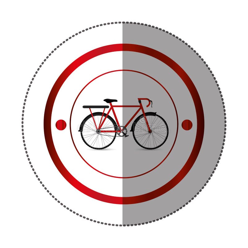 Sticker with Circular Shape with Colorful Bicycle and Rack Stock Vector ...