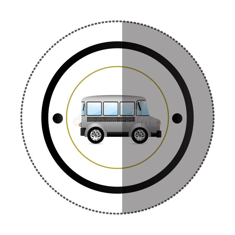 Sticker with Circular Shape with Colorful Mini Bus Stock Vector ...